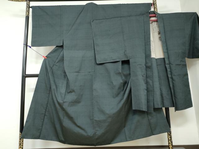 平和屋着物●男性　紬　アンサンブル　長羽織　80亀甲　総詰め　正絹　逸品　DAAW5379ud