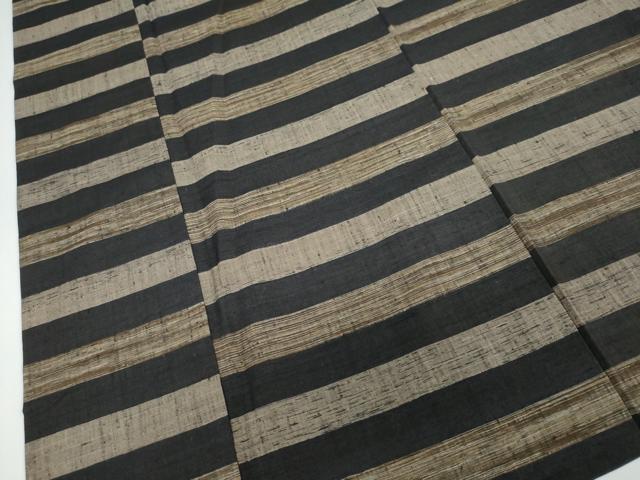 平和屋着物●上質な紬　横段文　正絹　逸品　DAAW5384ud