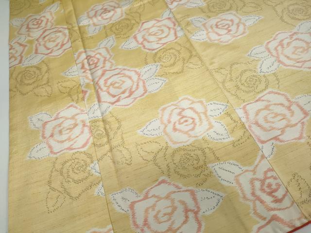 平和屋着物●上質な紬　薔薇　バラ　正絹　逸品　DAAW5391ud