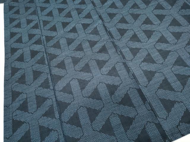 平和屋着物●上質な紬　亀甲柄　正絹　逸品　DAAW5440ud