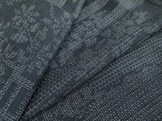 平和屋着物●結城紬　80亀甲　雲霞草花文　正絹　逸品　DAAW5460ud