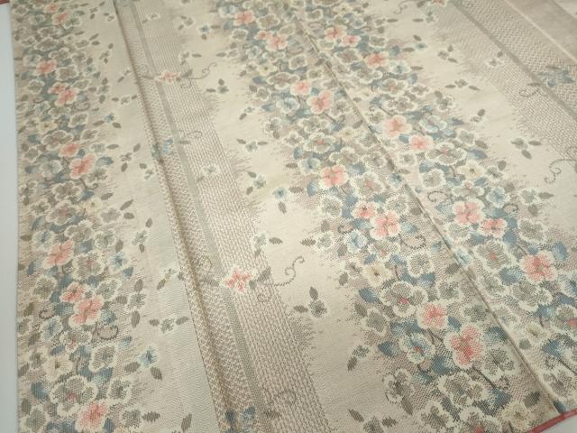 平和屋着物●上質な紬　花唐草間道　正絹　逸品　DAAW5462ud