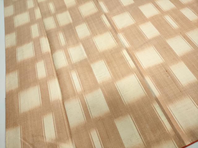 平和屋着物●上質な紬　変わり格子　正絹　逸品　DAAW5472ud