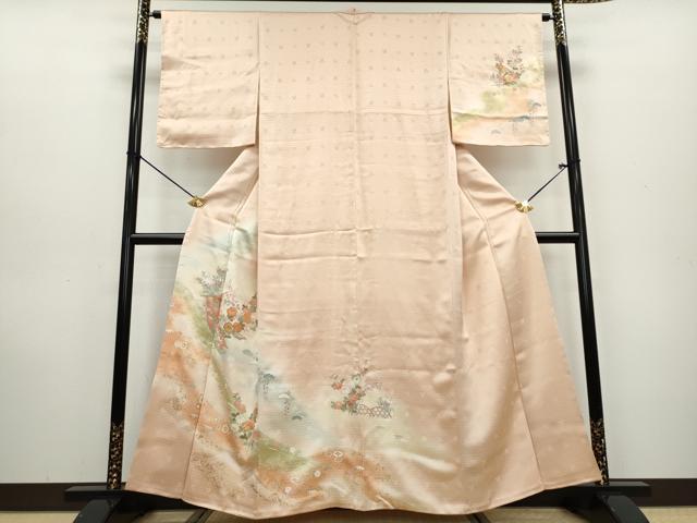 平和屋着物●創業460年・千總　訪問着　駒刺繍　几帳草花文　暈し染め　金彩　正絹　逸品　未使用　DAAW5480ud