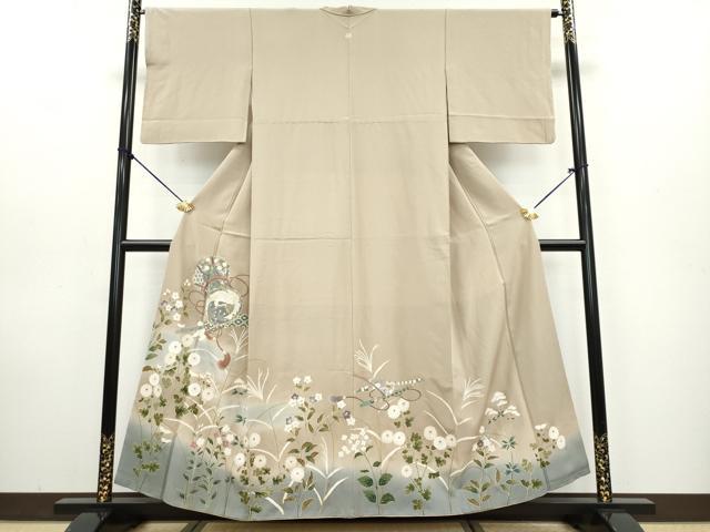 平和屋着物●豪華色留袖　駒刺繍　鼓飛鶴草花文　暈し染め　金彩　正絹　逸品　DAAW5484ud