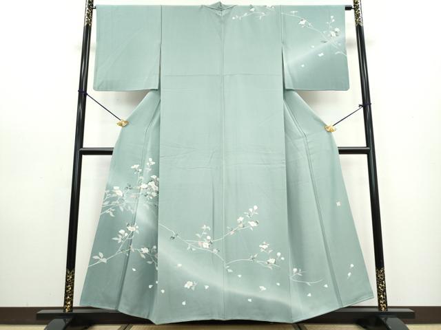 平和屋着物●訪問着　友禅　作家物　枝花文　暈し染め　正絹　逸品　DAAW5499ud