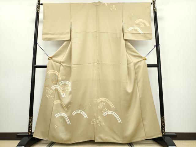 平和屋着物●訪問着　駒刺繍　枝葉文　金彩　正絹　逸品　DAAW5502ud