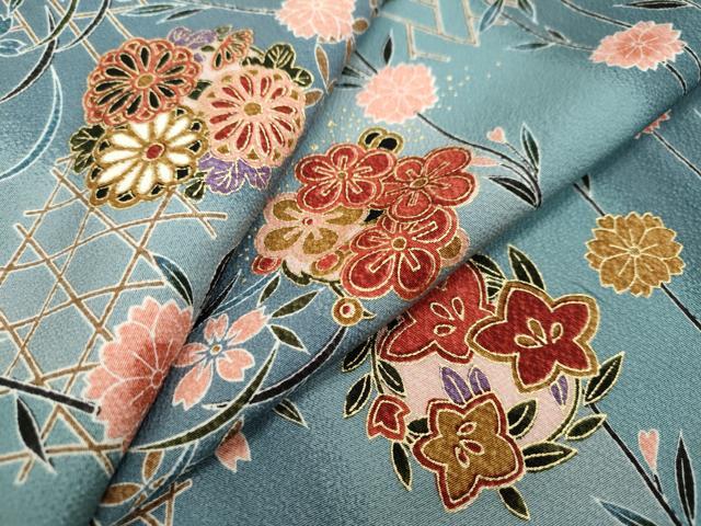 平和屋着物●上質な小紋　草花文　金彩　正絹　逸品　未使用　DAAW5508ud
