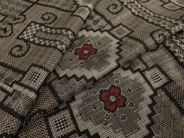 平和屋着物●希少　本場大島紬　龍郷絣　抽象文様　正絹　逸品　DAAW5523ud