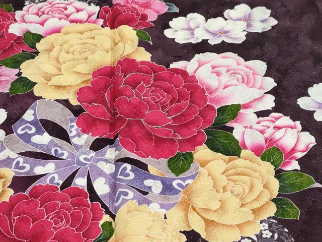 平和屋着物○豪華振袖 草花文 暈し染め 銀通し地 正絹 逸品