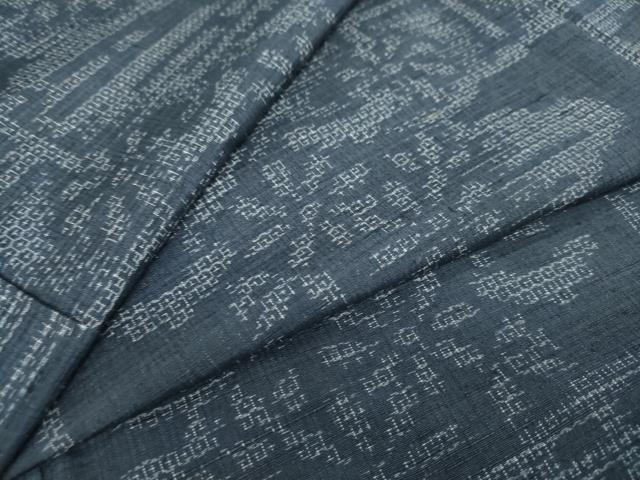 平和屋着物●結城紬　80亀甲　雲取り花文　正絹　逸品　未使用　DAAW5543ud