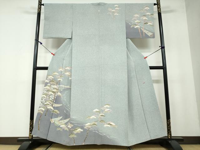 平和屋着物●訪問着　作家物　小舟風景松文　暈し染め　金彩　正絹　逸品　DAAW5544ud