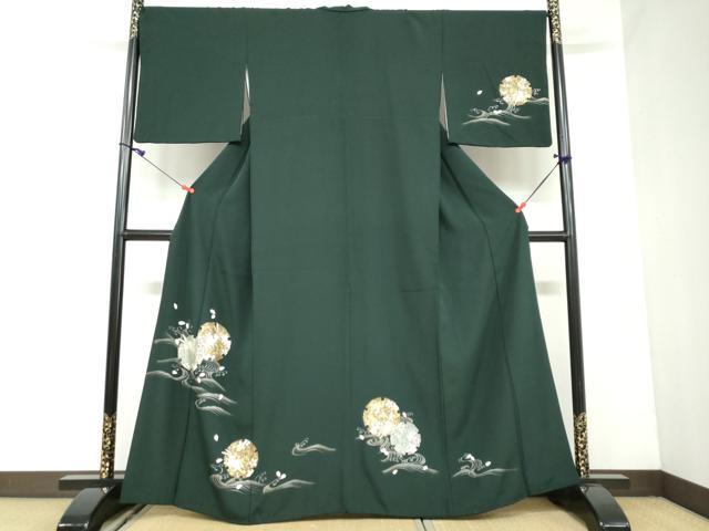 平和屋着物●訪問着　刺繍　雪輪舞桜文　兎　暈し染め　金銀彩　正絹　逸品　DAAW5581ud