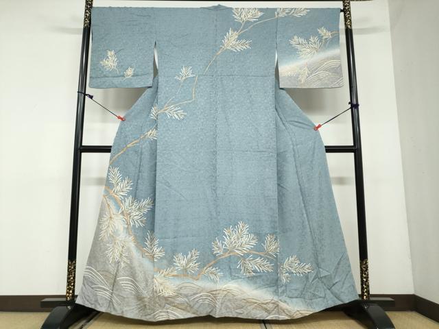 平和屋着物●訪問着　流水枝葉文　暈し染め　金彩　正絹　逸品　DAAW5584ud