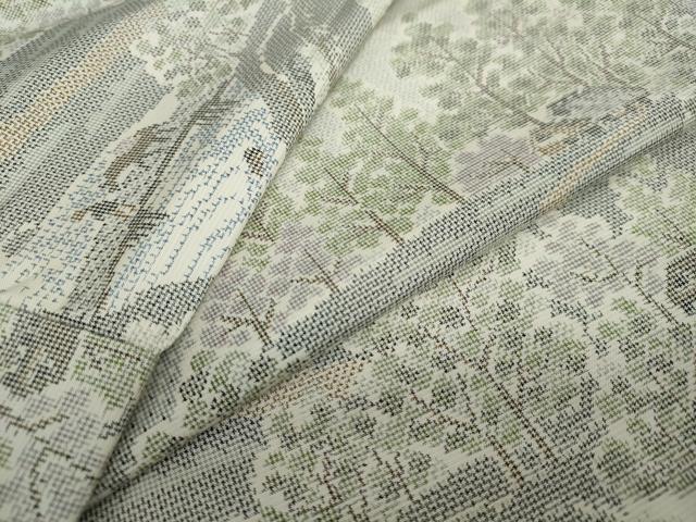 平和屋着物●上質な紬　流水風景文　正絹　逸品　DAAW5589ud