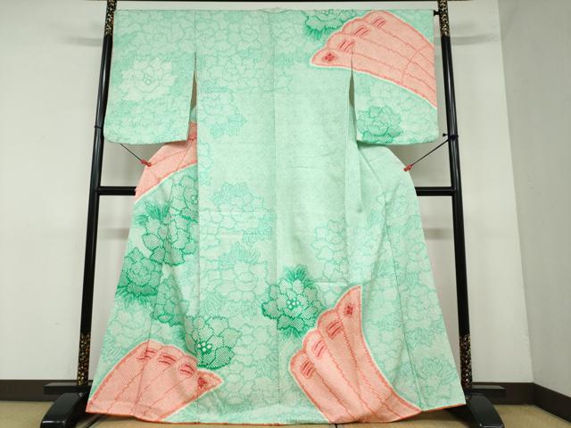 平和屋着物●訪問着　総絞り　草花文　正絹　逸品　DAAW5591ud