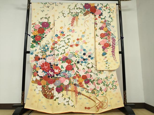 平和屋着物●豪華振袖　作家物　花車文　暈し染め　金彩　正絹　逸品　DAAW5641ud