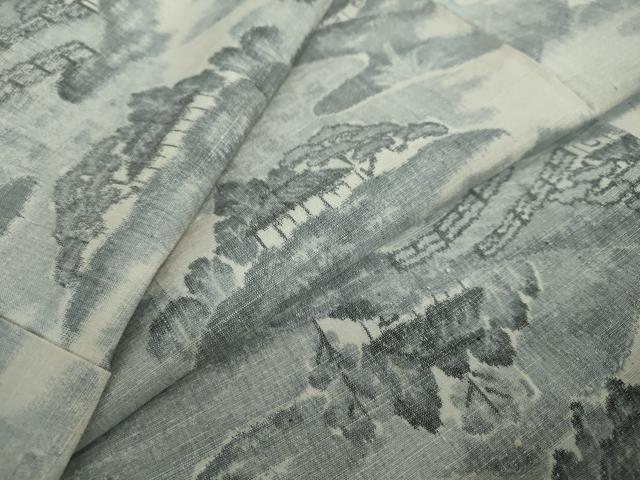 平和屋着物●小千谷紬　遠山風景文　胴抜き仕立て　正絹　逸品　未使用　DAAW5646ud