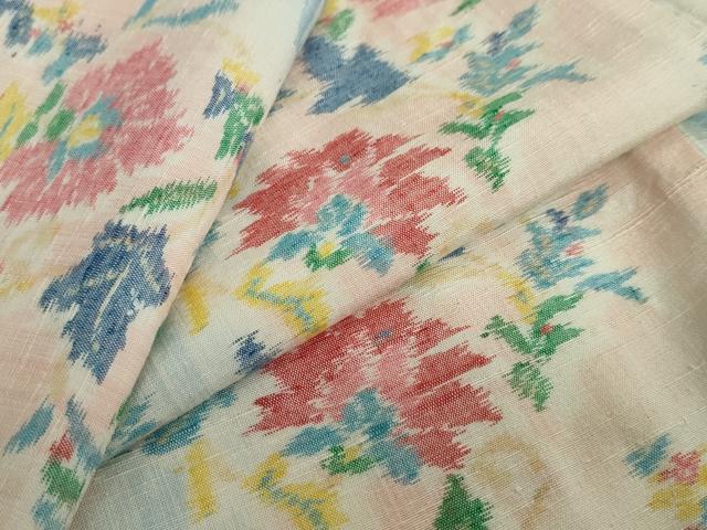 平和屋着物●小千谷紬　更紗花唐草文　正絹　逸品　未使用　DAAW5649ud