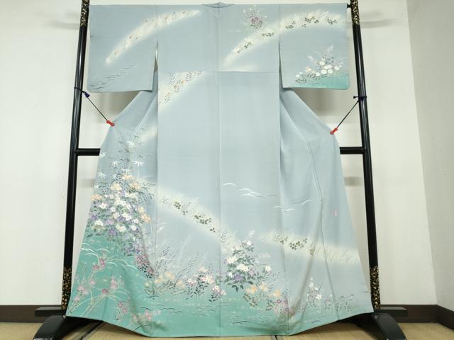 平和屋着物●訪問着　友禅　作家物　草花文　暈し染め　正絹　逸品　DAAW5678ud
