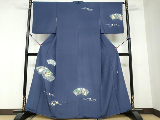 平和屋着物●訪問着　友禅　作家物　地紙草花文　正絹　逸品　未使用　DAAW5702ud