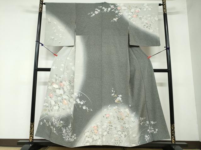 平和屋着物●訪問着　枝花文　暈し染め　正絹　逸品　DAAW5728ud