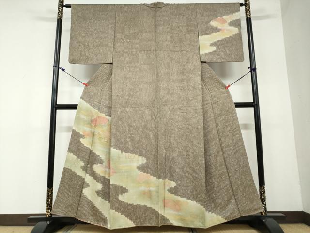 平和屋着物●訪問着　駒刺繍　地紙草花文　金彩　正絹　逸品　DAAW5773ud