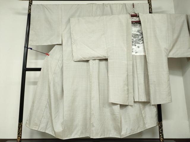 平和屋着物●男性　本場大島紬　白大島　アンサンブル　長羽織　100亀甲　総詰め　キングサイズ　正絹　逸品　DAAW5812ud