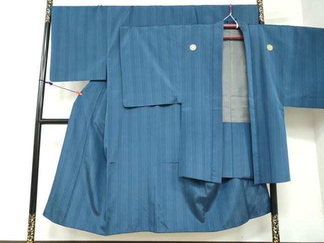 平和屋着物●男性　色紋付・長羽織セット　変わり縞　洗える着物　DAAW5813ud