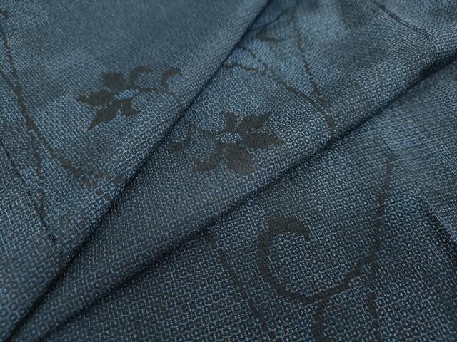 平和屋着物●本塩沢　110亀甲　花唐草間道　正絹　逸品　DAAW5815ud