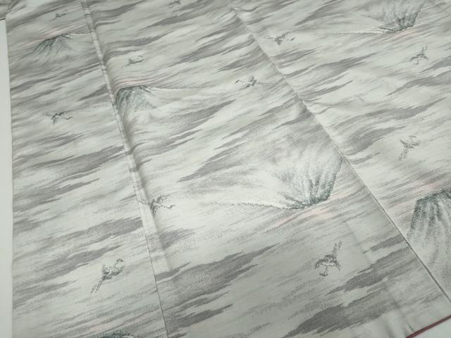 平和屋着物●上質な紬　遠山飛鶴文　正絹　逸品　DAAW5836ud