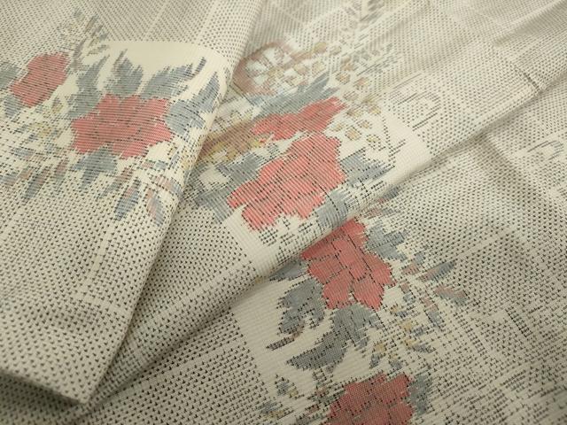 平和屋着物●本場大島紬　白大島　9マルキ　総絣　花車文　正絹　逸品　DAAW5859ud
