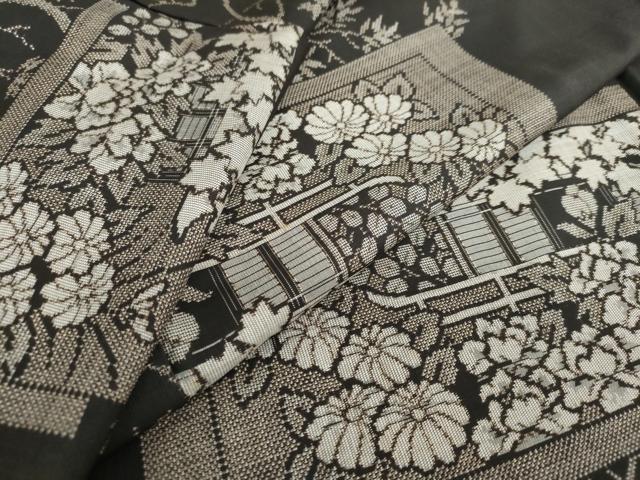 平和屋着物●本場大島紬　9マルキ　総絣　風景草花文　正絹　逸品　DAAW5868ud