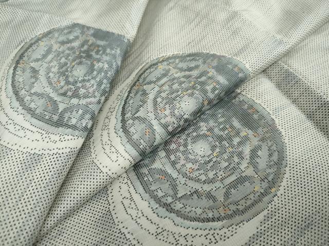 平和屋着物●都喜ヱ門　本場大島紬　白大島　9マルキ　総絣　抽象丸文　藤絹織物謹製　正絹　逸品　未使用　DAAW5869ud
