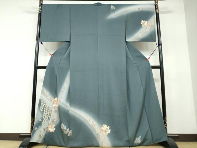 平和屋着物●訪問着　草花文　暈し染め　金彩　やまと誂製　正絹　逸品　DAAW5889ud