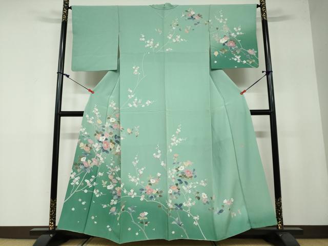 平和屋着物●訪問着　友禅　作家物　枝花文　暈し染め　正絹　逸品　DAAW5896ud
