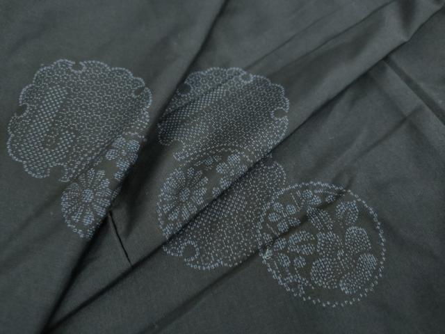 平和屋着物●上質な紬　80亀甲　雪輪草花丸文　正絹　逸品　DAAW5899ud