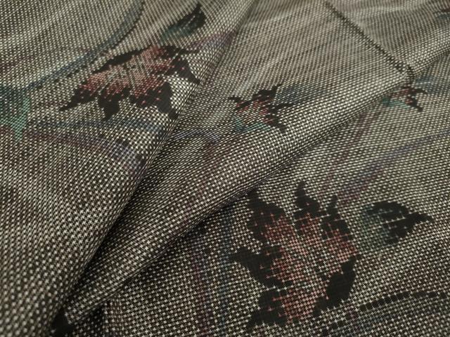 平和屋着物●本場大島紬　7マルキ　草花文　正絹　逸品　DAAW5905ud