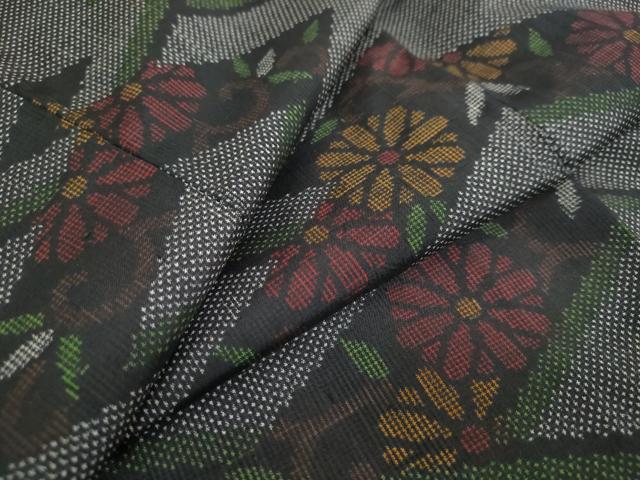 平和屋着物●本場大島紬　7マルキ　松皮菱草花文　正絹　逸品　DAAW5911ud