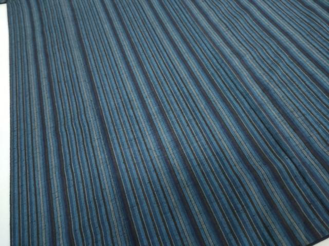 平和屋着物●綿　縞　背抜き仕立て　逸品　DAAW5950ud