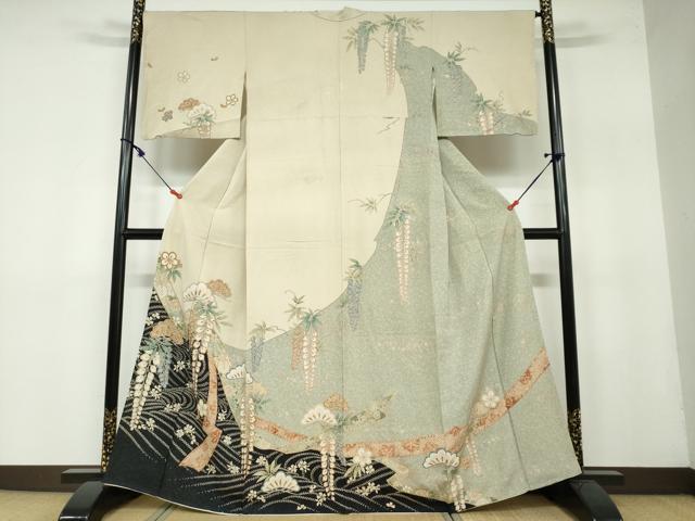 平和屋着物●訪問着　流水松藤文　金彩　正絹　逸品　DAAW5971ud