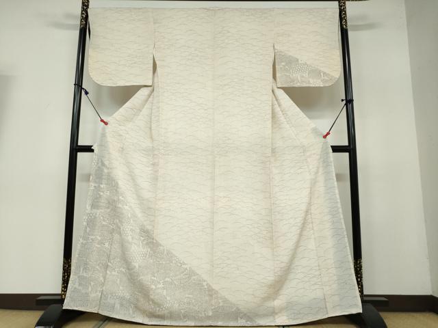 平和屋着物●訪問着　風景籬文　鬼しぼ縮緬　正絹　逸品　未使用　DAAW5972ud