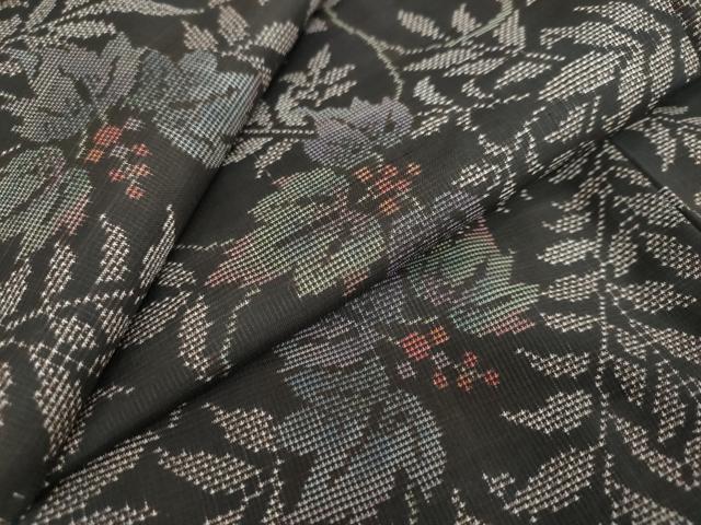 平和屋着物●本場大島紬　9マルキ　枝葉文　正絹　逸品　未使用　DAAW5981ud