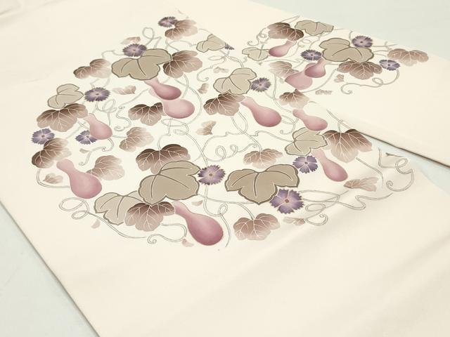 平和屋着物○塩瀬 九寸名古屋帯 瓢箪 蔦の葉花文 洗柿色 金彩 正絹