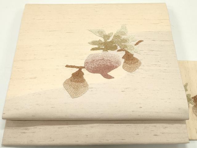 平和屋着物●中国三大刺繍　相良刺繍　総刺繍　九寸名古屋帯　紬地　成り物　正絹　逸品　DAAW6588ob