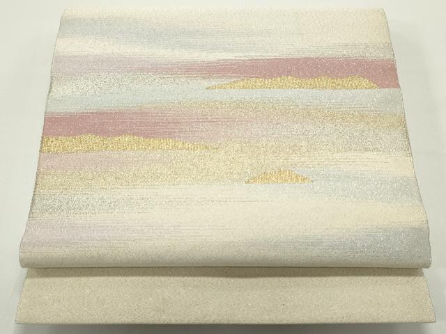 平和屋着物●爪掻き本綴れ　八寸名古屋帯　霞文　金銀糸　正絹　逸品　DAAW6663ob