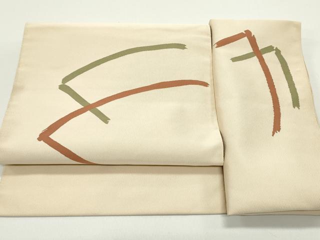 平和屋着物●爪掻き本綴れ　つけ帯　抽象文様　正絹　逸品　DAAW6723ob