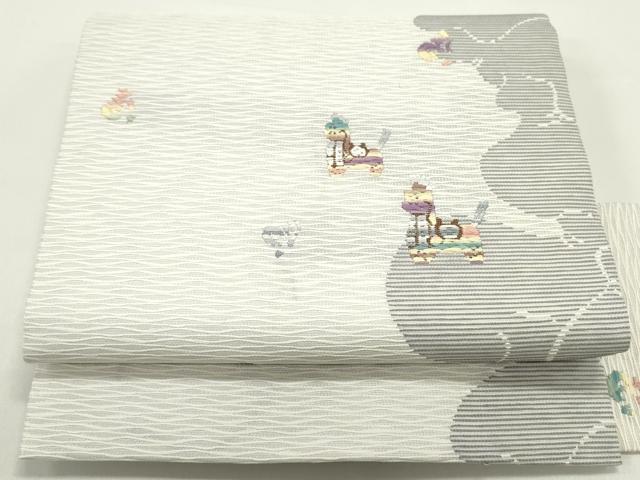 平和屋着物●九寸名古屋帯　すくい織　馬　瓢箪　正絹　逸品　DAAW6724ob