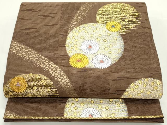 平和屋着物●六通柄袋帯　唐織　舞菊丸文　金銀糸　正絹　逸品　未使用　DAAW6727ob