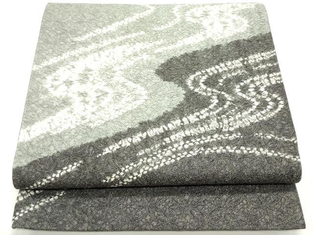 平和屋着物●太鼓柄袋帯　絞り　七宝花流水文　金通し地　正絹　逸品　DAAW6731ob